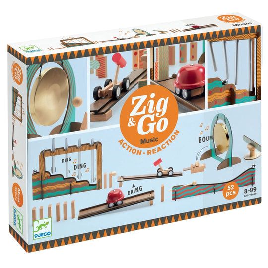 Djeco Zig & Go Wooden Music Building Game - 52 Piece Set