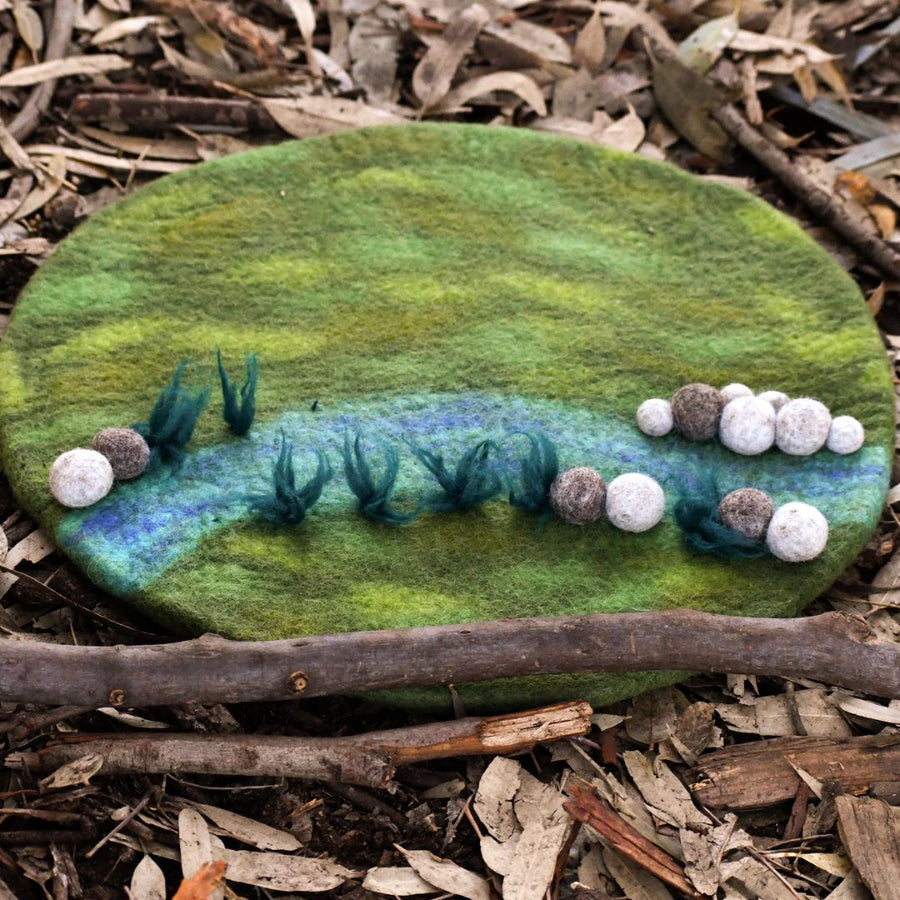 Round Felted River Play Mat