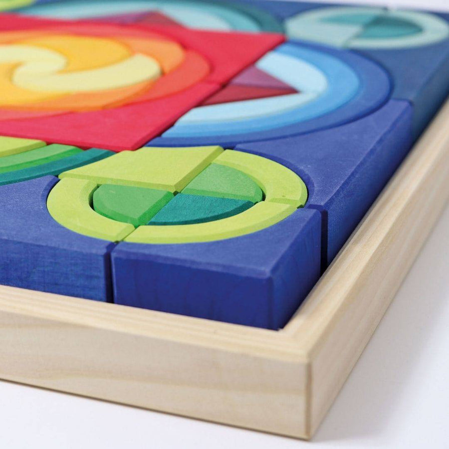 Grimm's Wooden Toys - Arcs In Squares Wooden Building Block Set