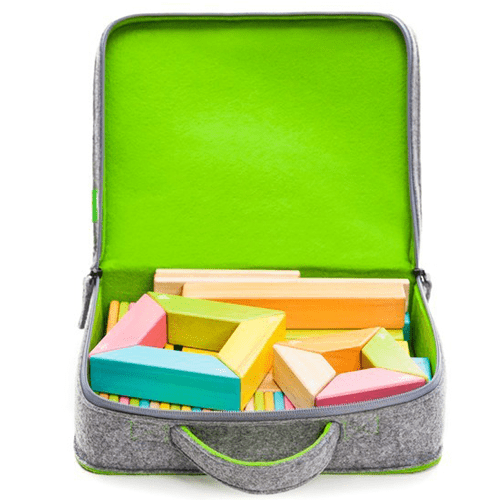 Tegu Travel Tote | Felt Carrying Case | Magnetic Wooden Blocks